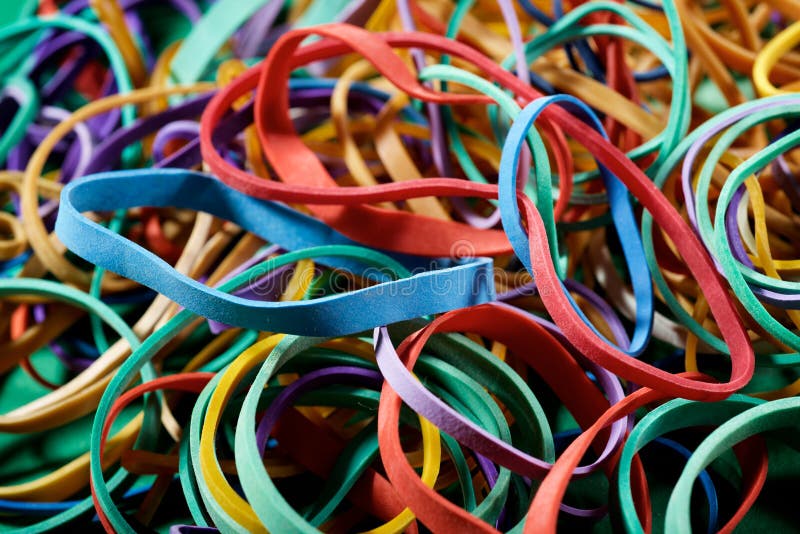 Close-up of a Group of Rubber Bands Stock Photo - Image of macro, round ...