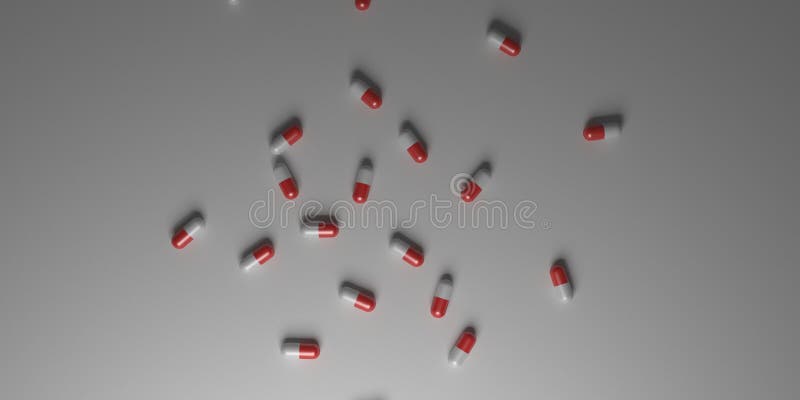 Group of Scattered Pills Under a White Light Stock Illustration ...