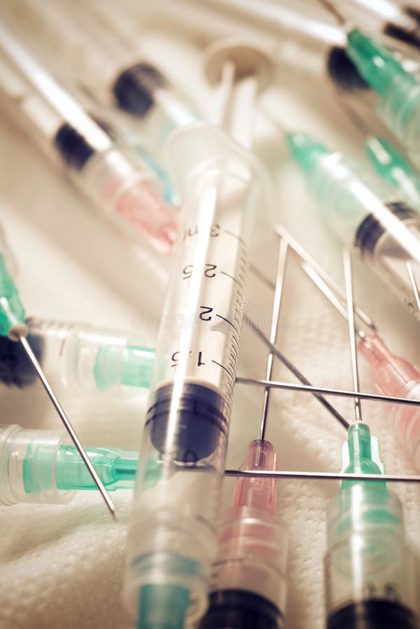 Syringes close up stock photo. Image of hypodermic, metal - 145697124