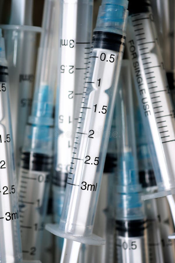 Syringes close up stock photo. Image of needles, healthy - 164879664