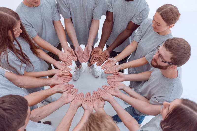 Group of Young People Standing with Open Palms Stock Image - Image of ...