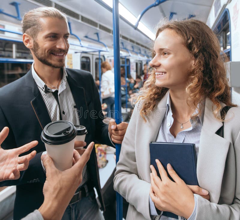 Group of Young People on a Subway Train. Stock Photo - Image of city ...