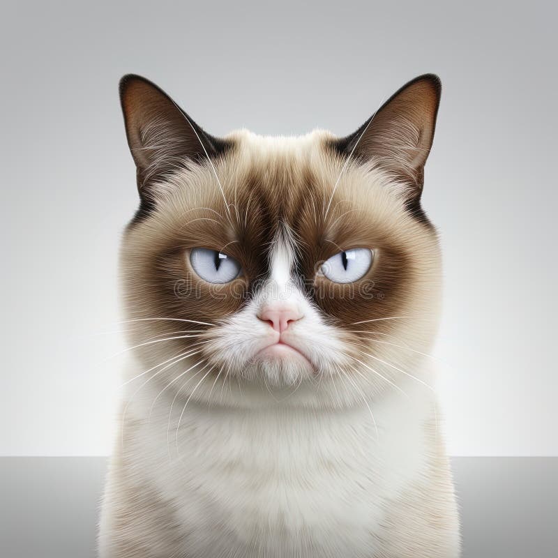 Close-up of Grumpy Cat Head. Stock Illustration - Illustration of breed ...