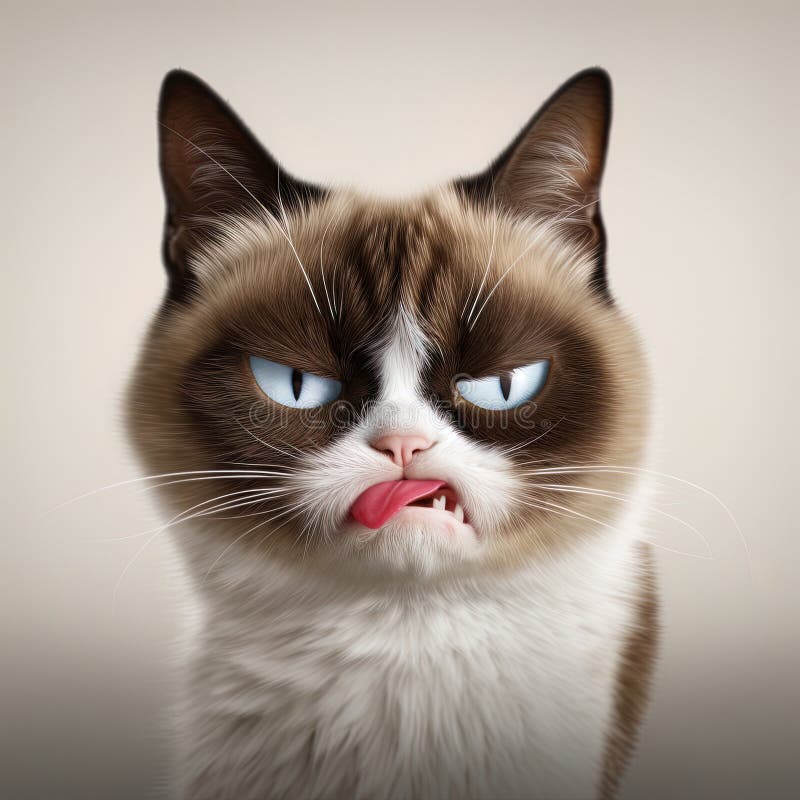 Close-up of Grumpy Cat Head. Stock Illustration - Illustration of furry ...