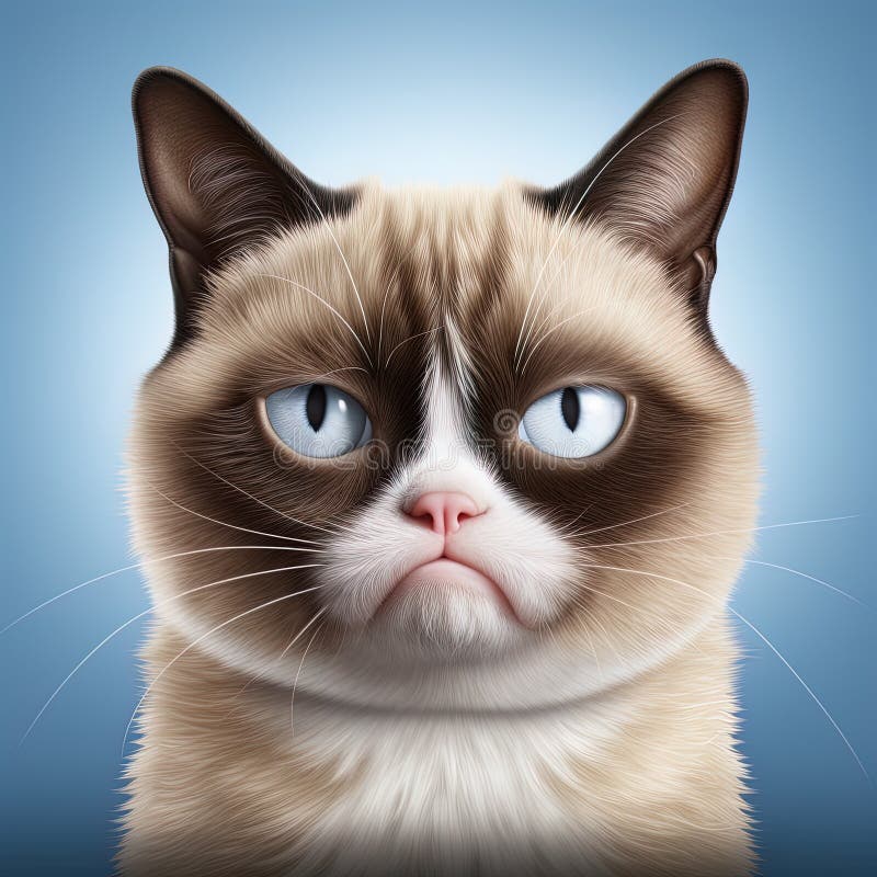 Close-up of Grumpy Cat Head. Stock Illustration - Illustration of maine ...