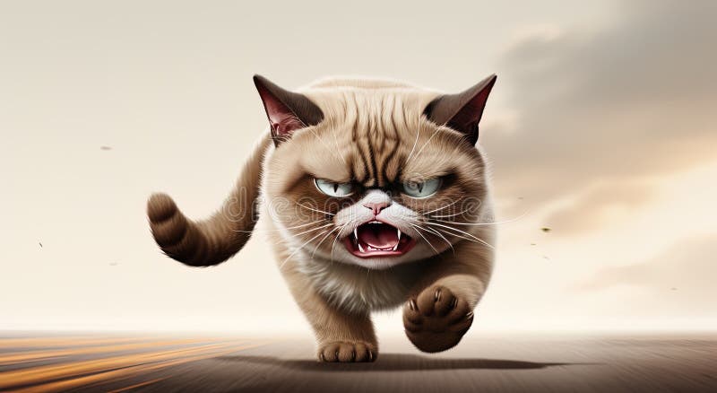 Close-up of Grumpy Cat Head. Stock Illustration - Illustration of black ...