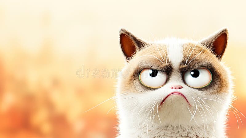 Close-up of Grumpy Cat Head. Stock Illustration - Illustration of ...
