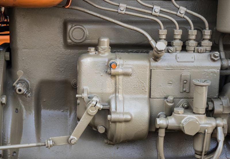 Close Up of Grunge Old Combustion Engine from Vintage Tractor. Stock ...