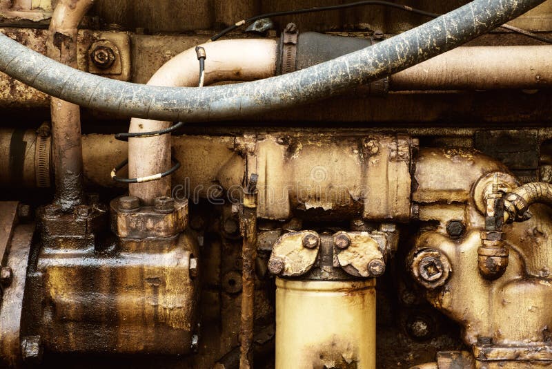 Close Up of Grungy Old Combustion Engine from Vintage Tractor Stock ...