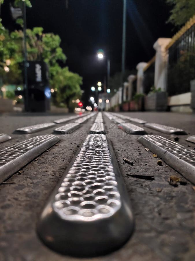 Guiding Block, Yellow Line Directions for the Blind. Walking on Yellow ...