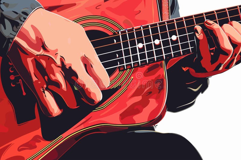 Close-Up of a Guitar Being Played Isolated Illustration Stock Vector ...