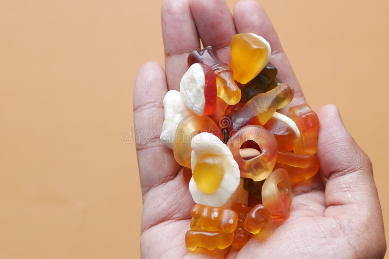Close Up of Gummy Candy on Hand Stock Image - Image of delicious, sweet ...