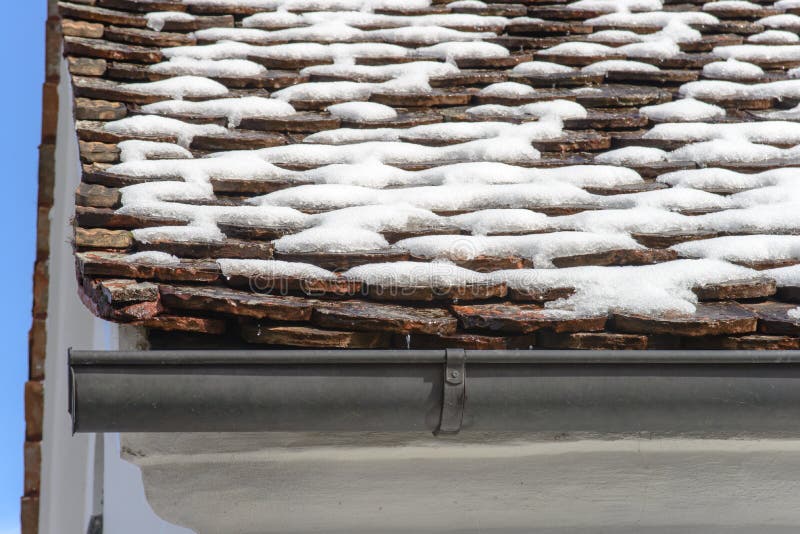 Close-up of a Gutter at a Roof. Stock Photo - Image of rainy ...