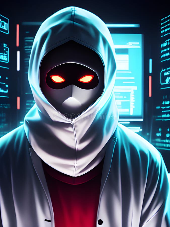 Close Up Hacker in Dark Room Stock Illustration - Illustration of ...