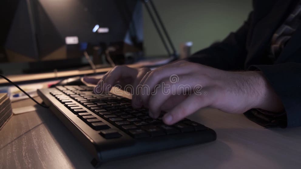 Close-up of Hacker Typing on Keyboard. Stock Footage. Programmer ...