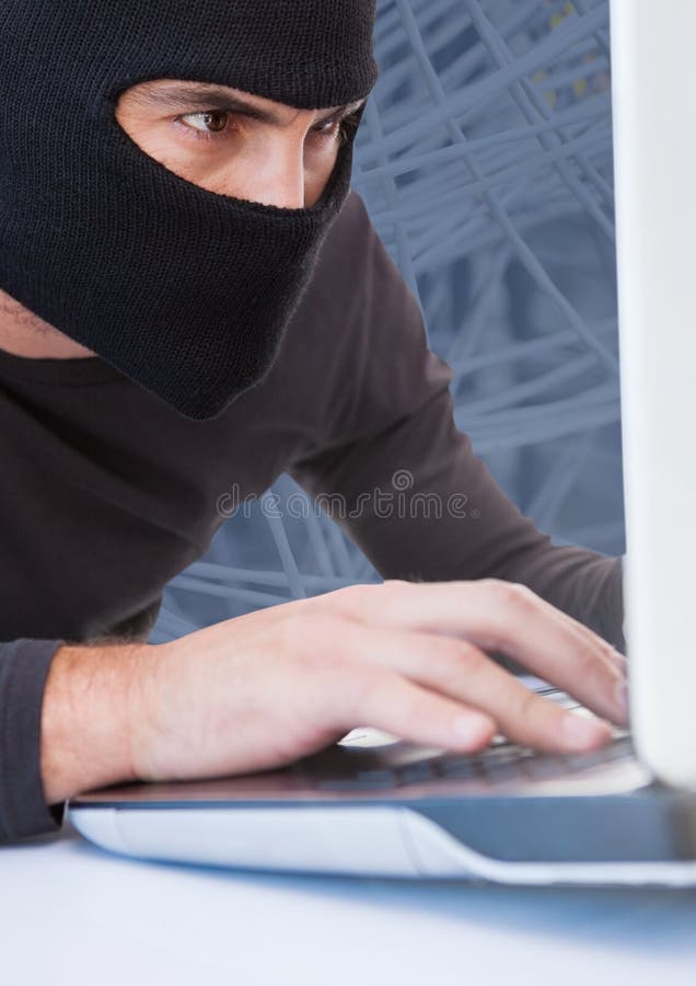 Close Up of Hacker Working on Laptop Stock Photo - Image of database ...