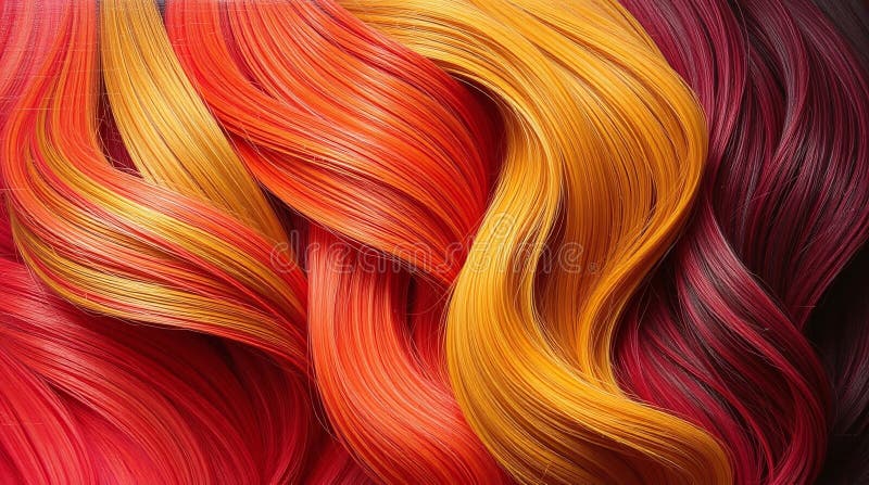 Close Up of Hair Texture Colored in Red and Orange Shades Stock ...