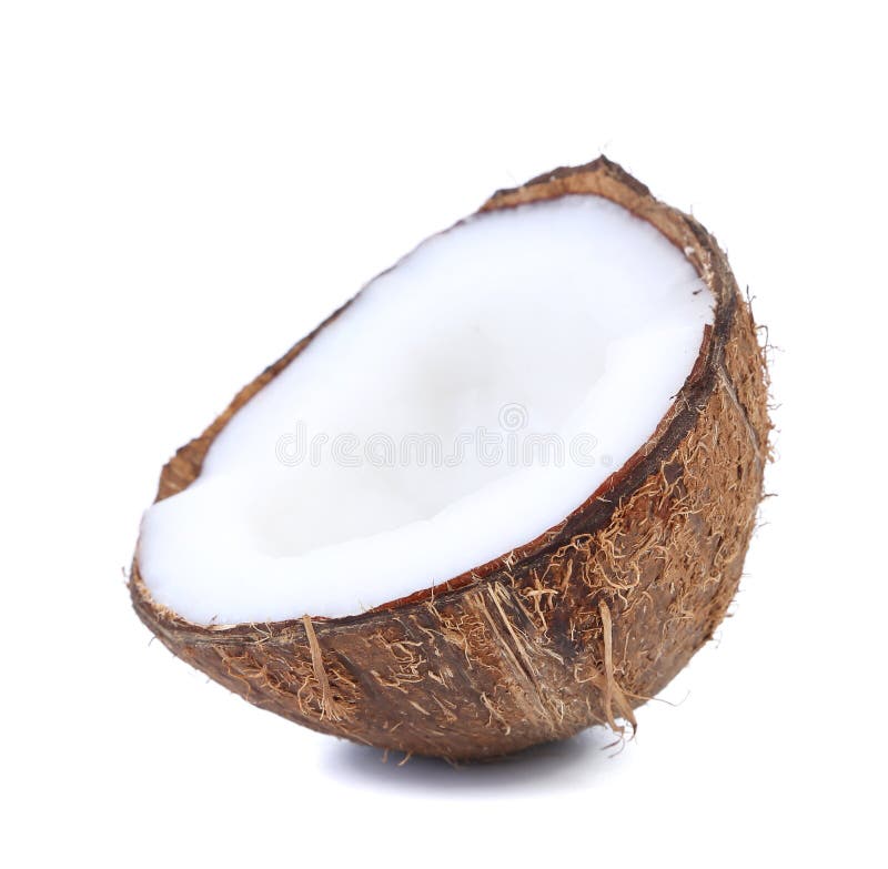 Half coconut isolated stock photo. Image of closeup, leaf - 34420630