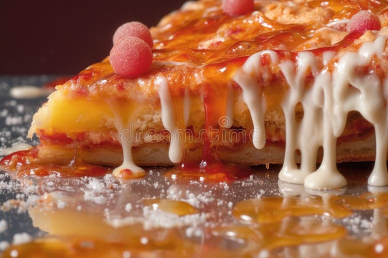 Close-up of Half-eaten Pizza with Melting Cheese Stock Illustration ...