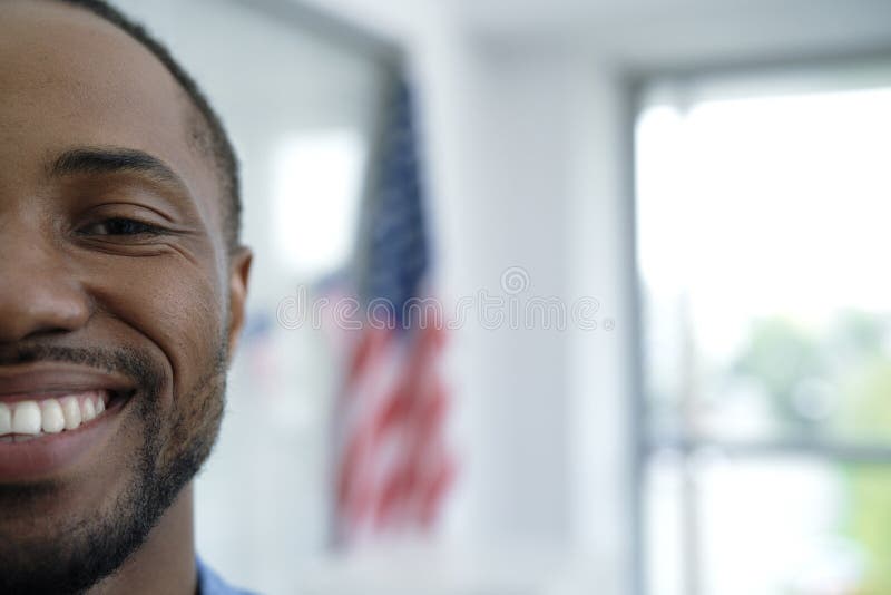 Close Up Half Face of Black Man Stock Image - Image of freedom, party ...