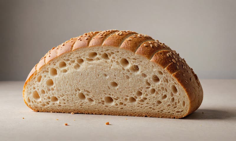 A Half Loaf of Bread Sits on a White Surface, Showing the Soft, Airy ...