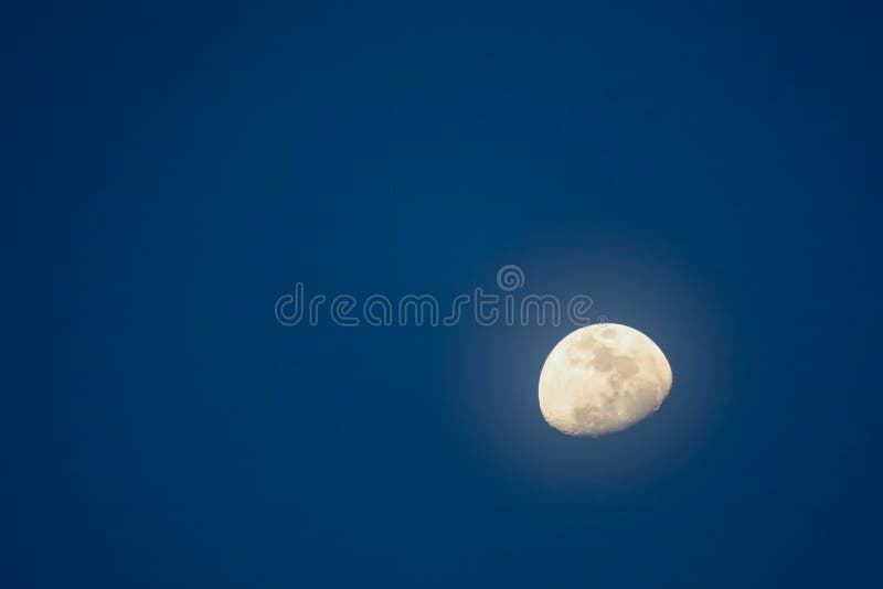 Close Up Half Moon on the Blue Sky in Open Cloudy Sky Stock Photo ...