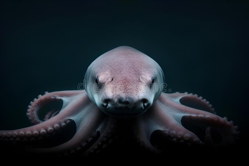 Of a Half-octopus Half-shark in Dark Water, Showcasing Its Tentacles ...