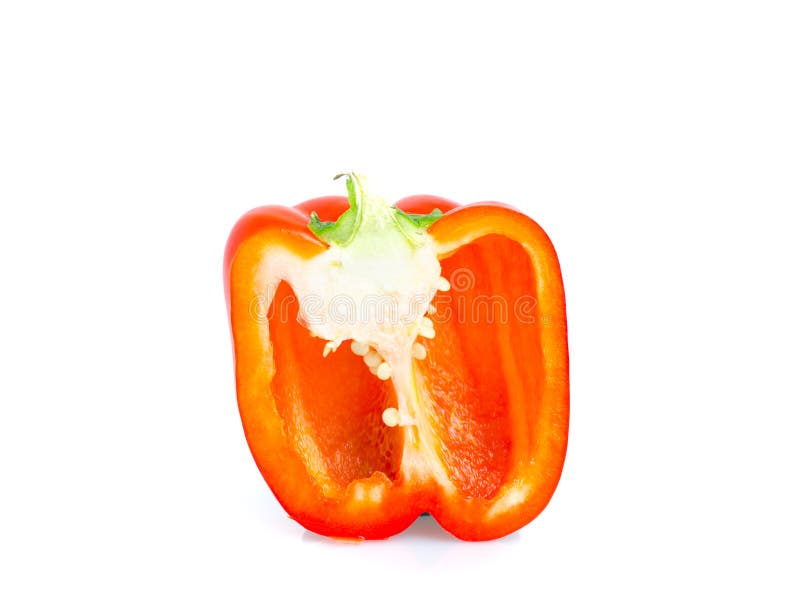 Close Up of Half of a Red Pepper Isolated on White Background - Stock ...