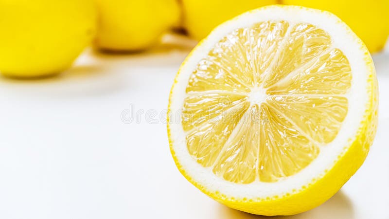 The Half Ripe Yellow Lemon and Group of Lemons Isolated on White ...