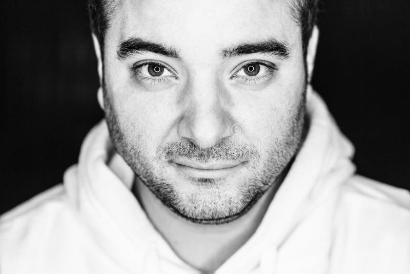 Close Up Half Side Portrait of a Young Man. Studio Shot Stock Image ...
