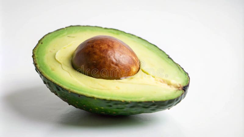 Close-up of a Halved Avocado with Pit on a White Background Stock ...