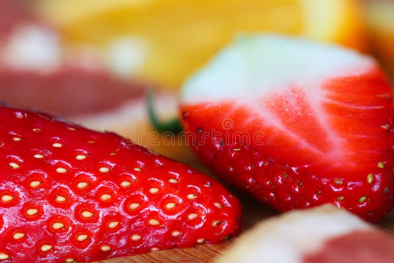 Close Up of Halved Strawberry Stock Image - Image of edible, grocery ...