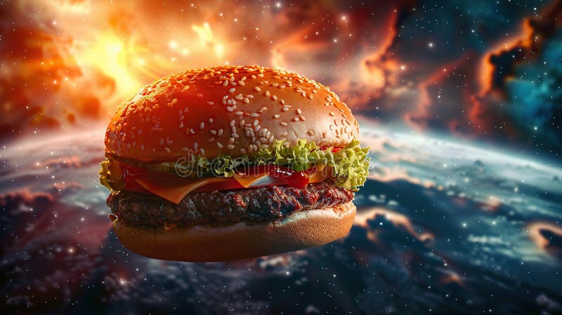 Space Burgers: a Cosmic Feast Stock Illustration - Illustration of blue ...