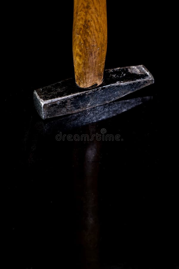 Close-up of Hammer on a Black Shiny Table Stock Image - Image of ...