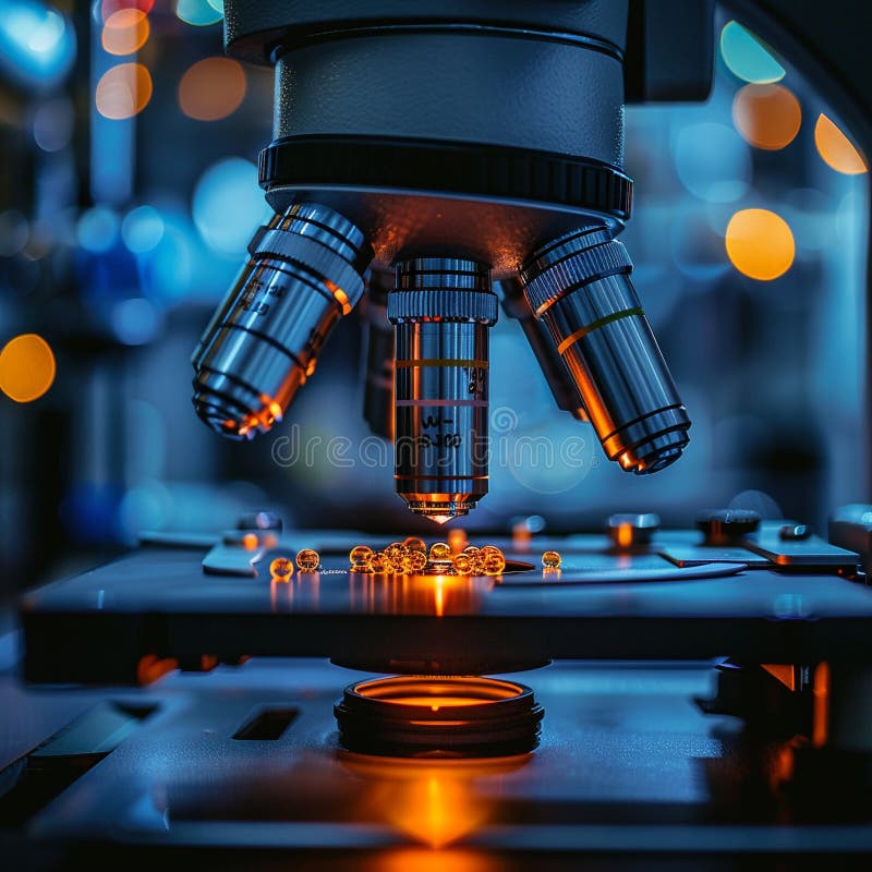 Close-up of a Hand Adjusting a Microscope Showcasing Science Stock ...