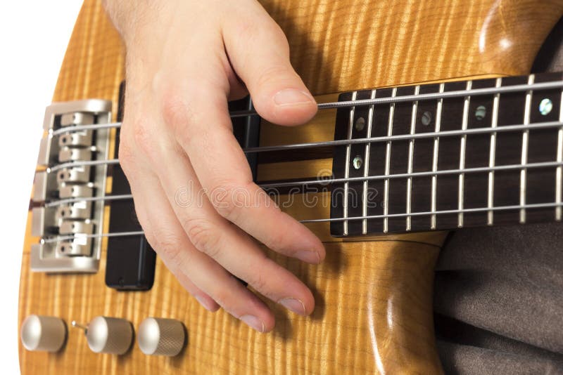 Close-up of a Hand on a Bass Guitar Stock Photo - Image of bass ...