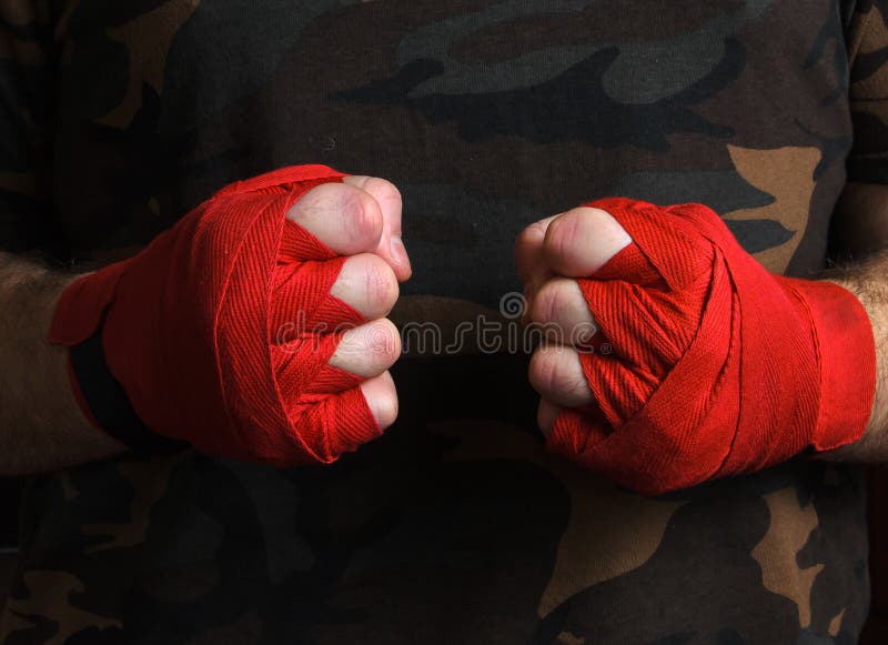 Close-up of Hand Boxer Wrist Wraps before Fight Stock Photo - Image of ...