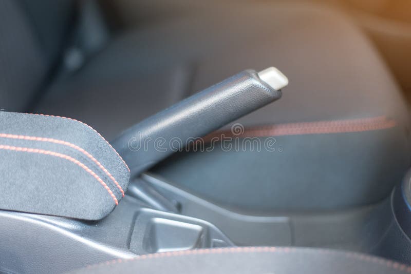 Close Up Hand Brake in the Car Stock Photo - Image of electric ...