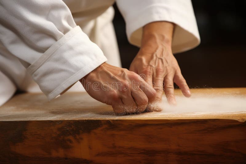 Close-up of a Hand Breaking a Wooden Board in Karate Demonstration ...