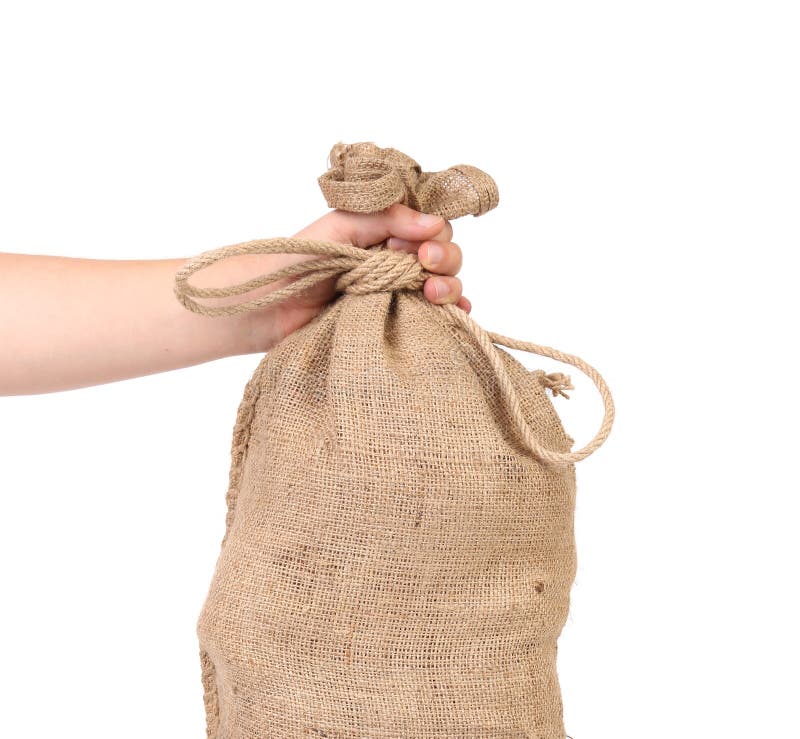 Open small sack stock image. Image of fabric, pack, brown - 43801067