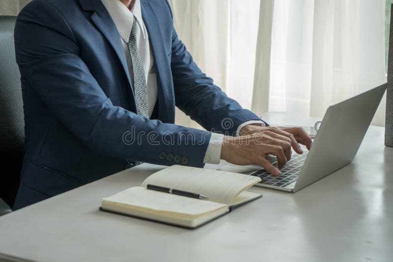 Close-up of Hand Business Man Using Laptop at Office. Stock Image ... Close-up of Hand Business Man Using Laptop at Office. Stock Image ...