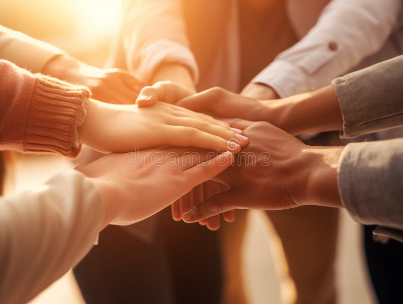 Close Up Hand of Business People Putting Hands Together, Support and ...