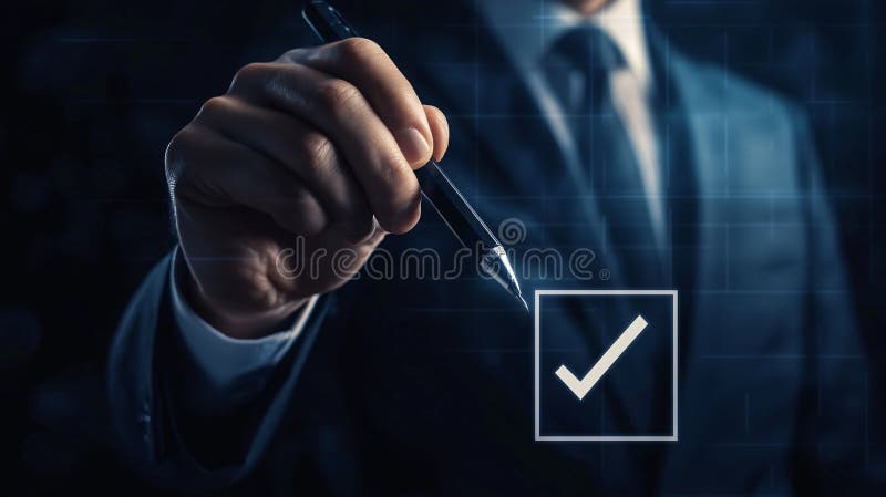 Businessperson Selecting Checkbox Digital Check Mark Approval Concept ...