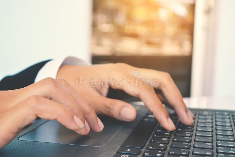Close Up of Hand Businesswomen Using Computer Stock Photo - Image of ...