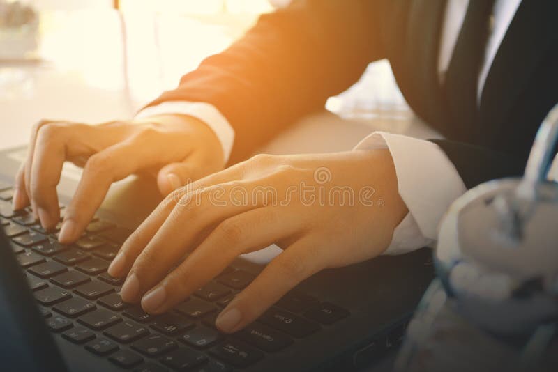 Close Up of Hand Businesswomen Using Computer Stock Photo - Image of ...