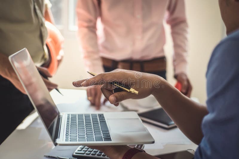 Close Up Hand of Civil Engineer or Architect Business Using Calculator ...