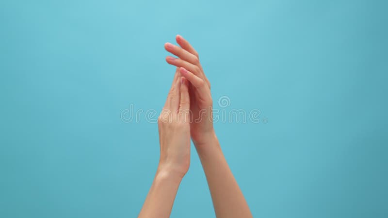 Close Up of Hand Clapping on the Blue Background. Celebration Concept ...