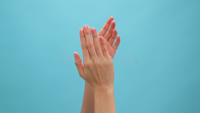 Close Up of Hand Clapping on the Blue Background. Celebration Concept ...