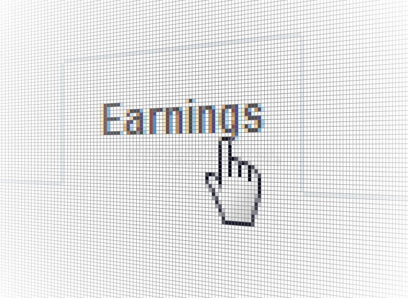 Close-Up Hand Cursor and Earnings Site Menu Item Stock Vector ...