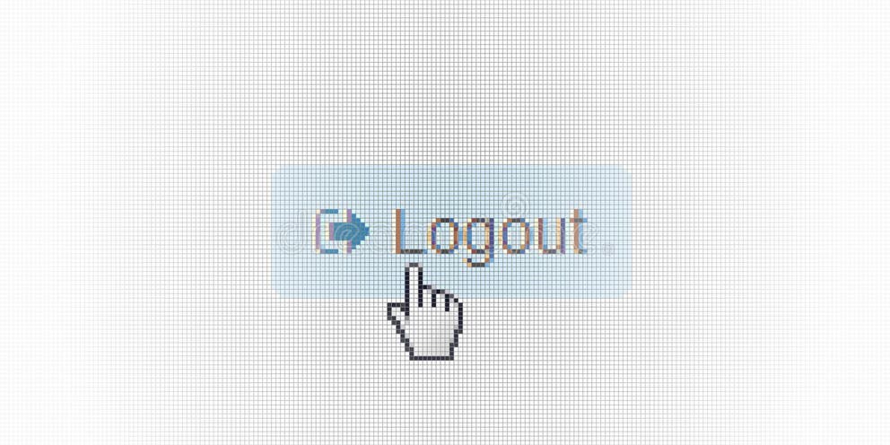 Close Up Hand Cursor and Internet Site Logout Button Stock Vector ...